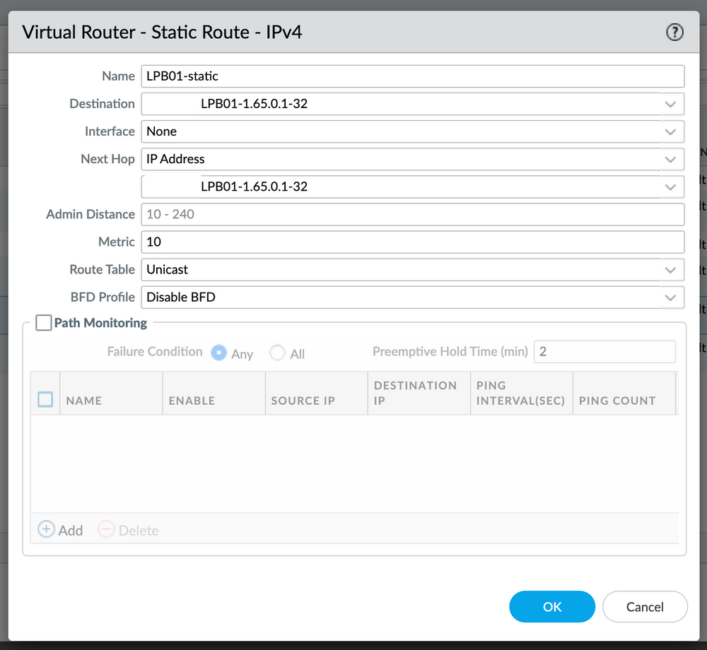 Palo Alto FW loopback interface routing
