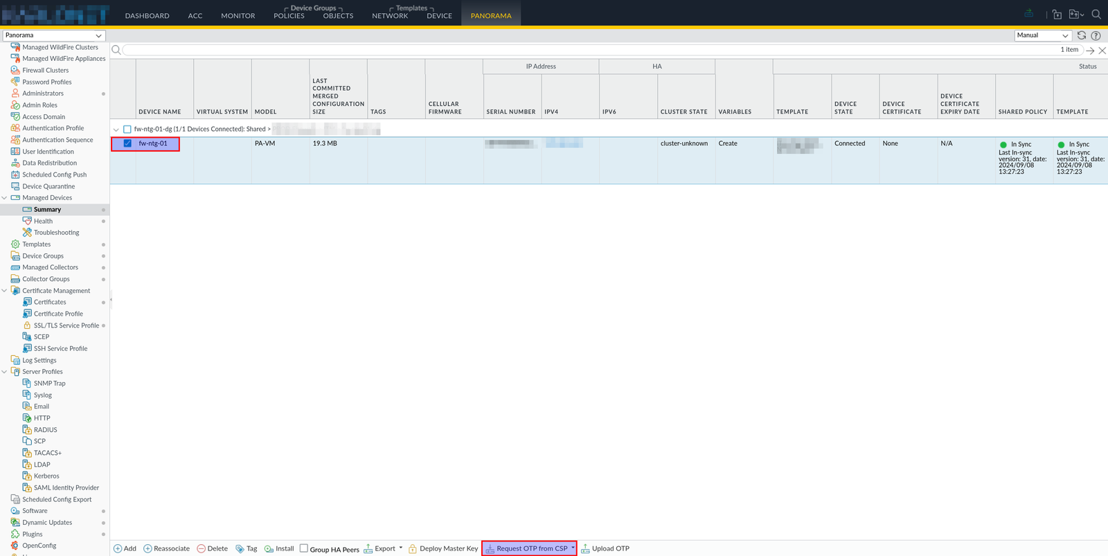 How to install PA firewall device certificate for Panorama managed devices